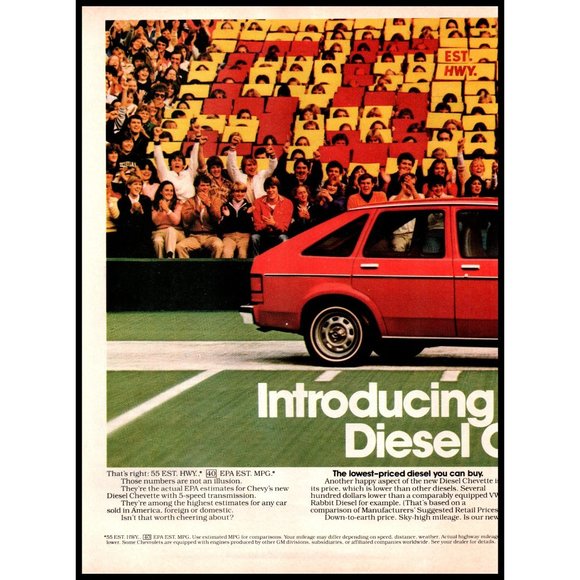 Chevy | Art | 982 Chevy Diesel Chevette 2 Page Vintage Print Ad ...